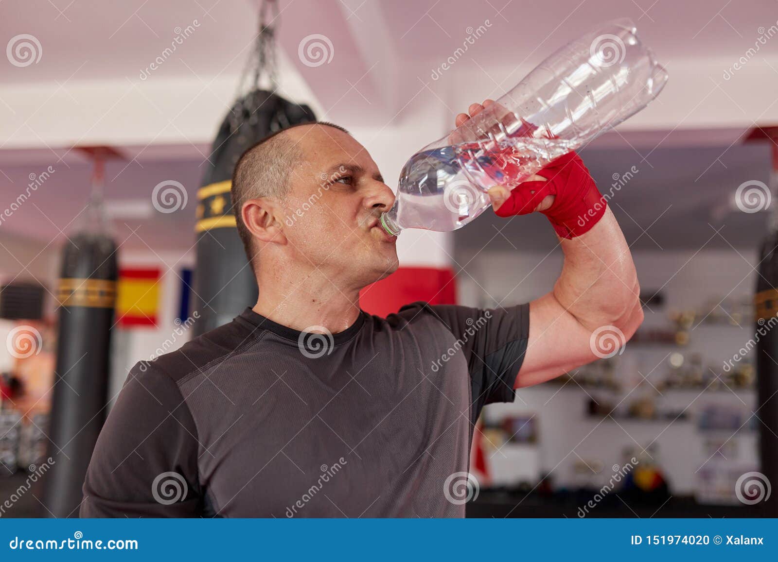 Fighter drinking water stock photo. Image of hydrating - 151974020