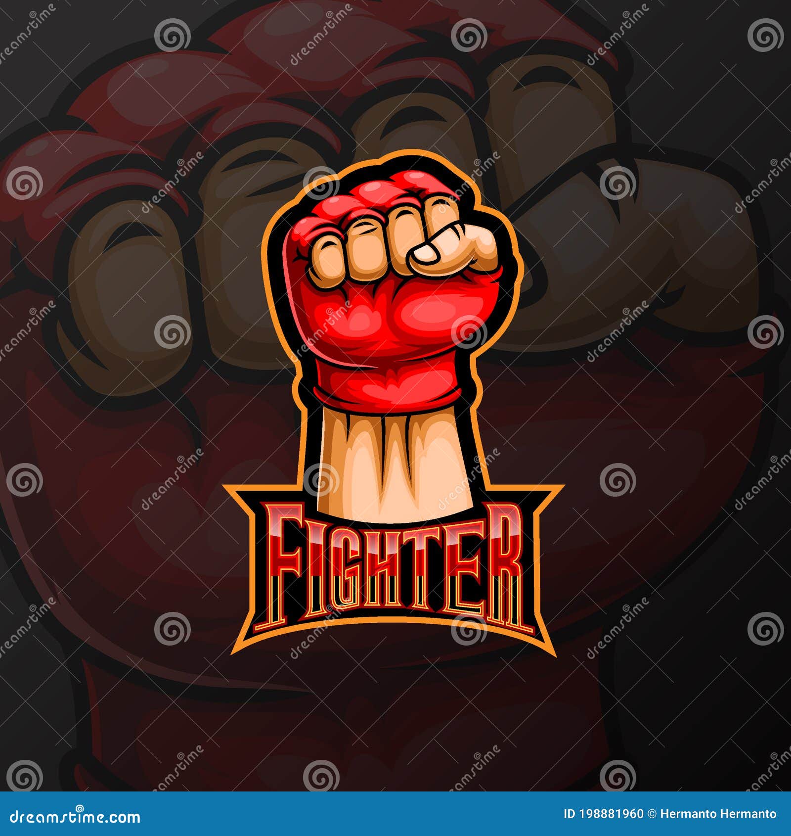 Fighter Hand Mascot E Sport Logo Design Stock Vector - Illustration of ...