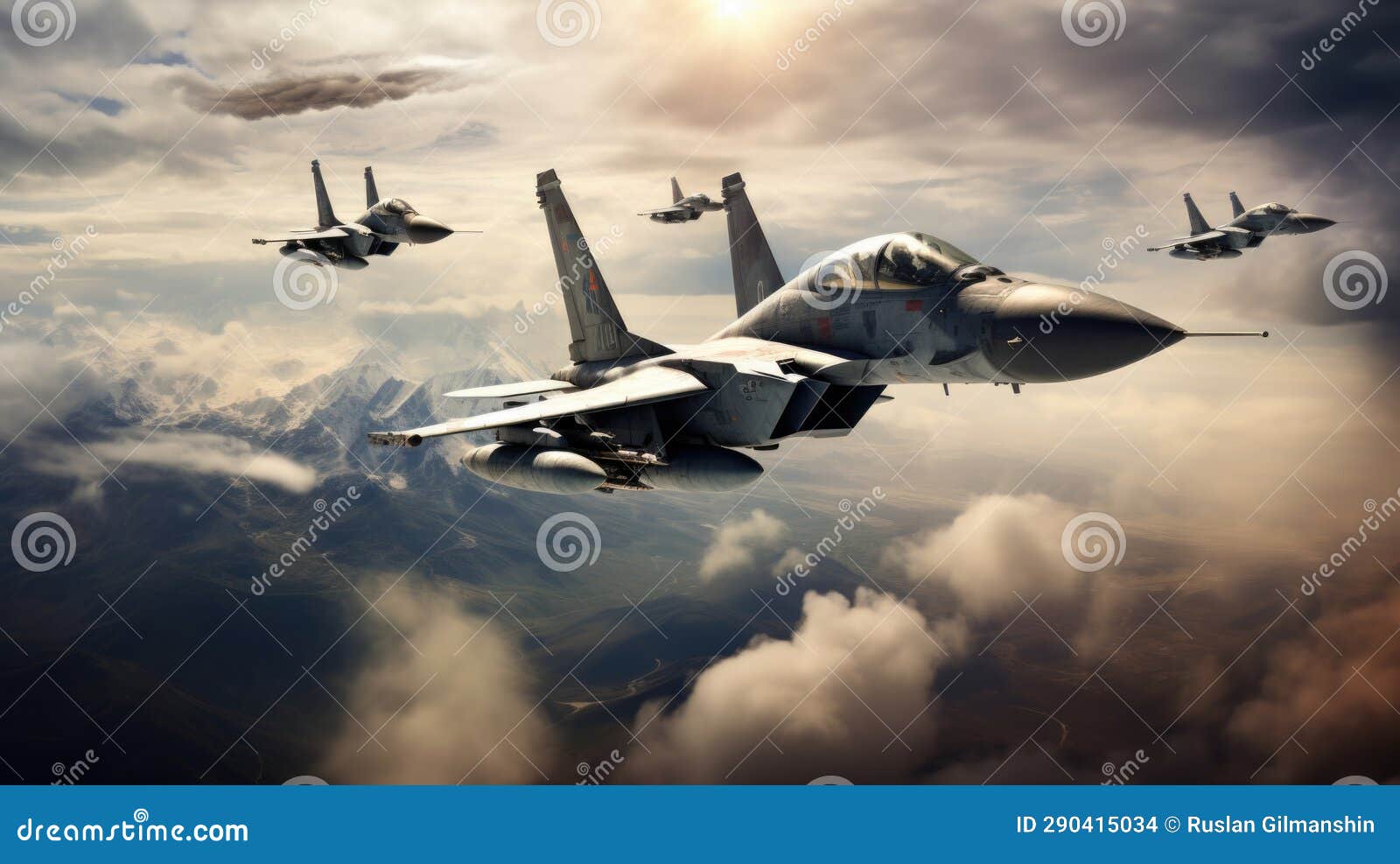 Fighter Jet Above the Clouds Stock Illustration - Illustration of navy ...