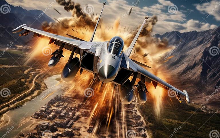 Fighter Jet in Action. Created by Generative Artificial Intelligence ...