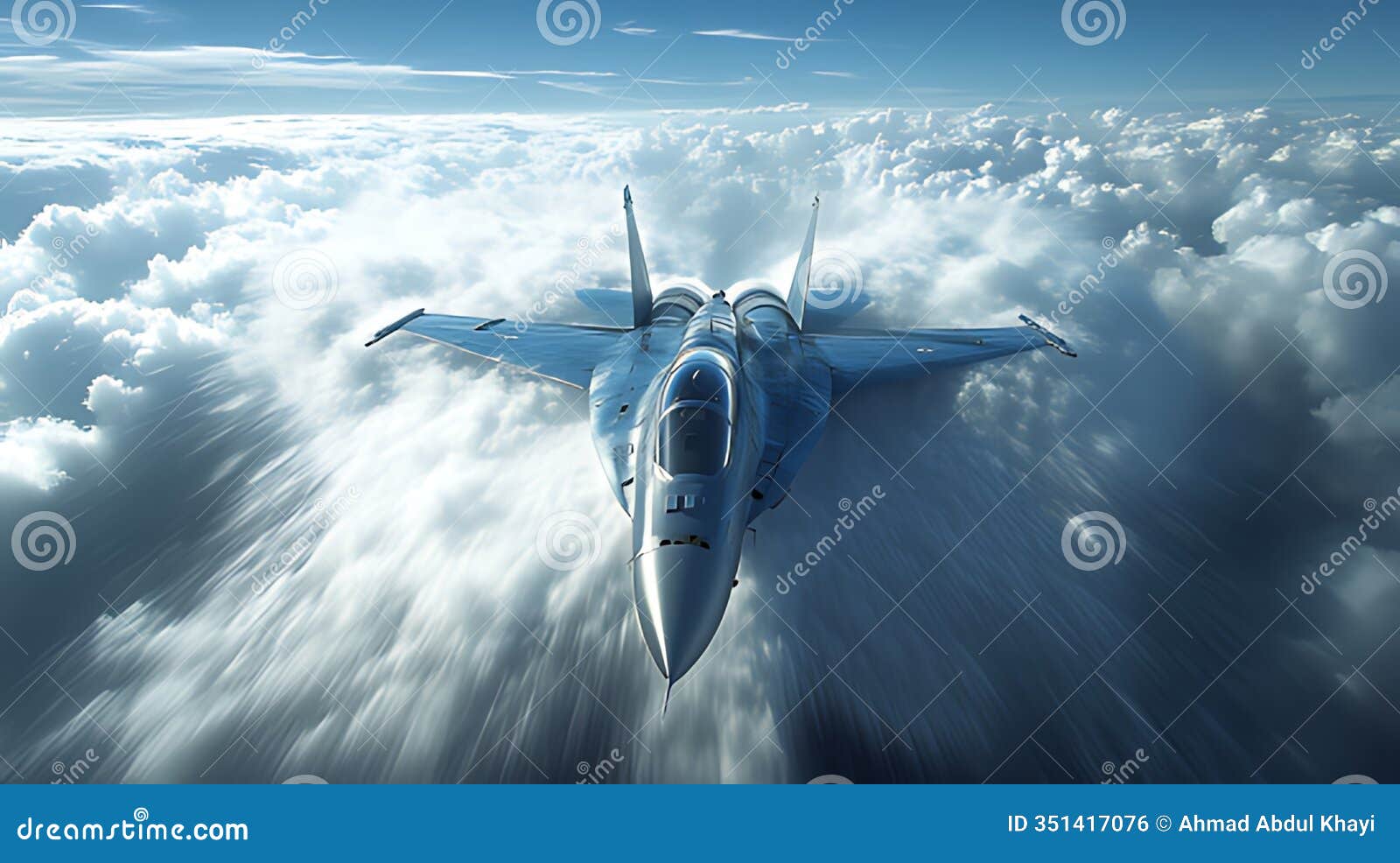 Fighter Jet Breaking through Clouds at High Speed Stock Illustration ...