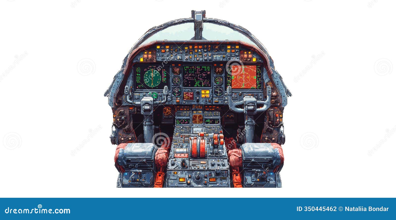 Fighter Jet Cockpit Controls and Instruments Isolated on Transparent ...