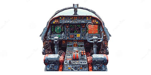 Fighter Jet Cockpit Controls and Instruments Isolated on Transparent ...