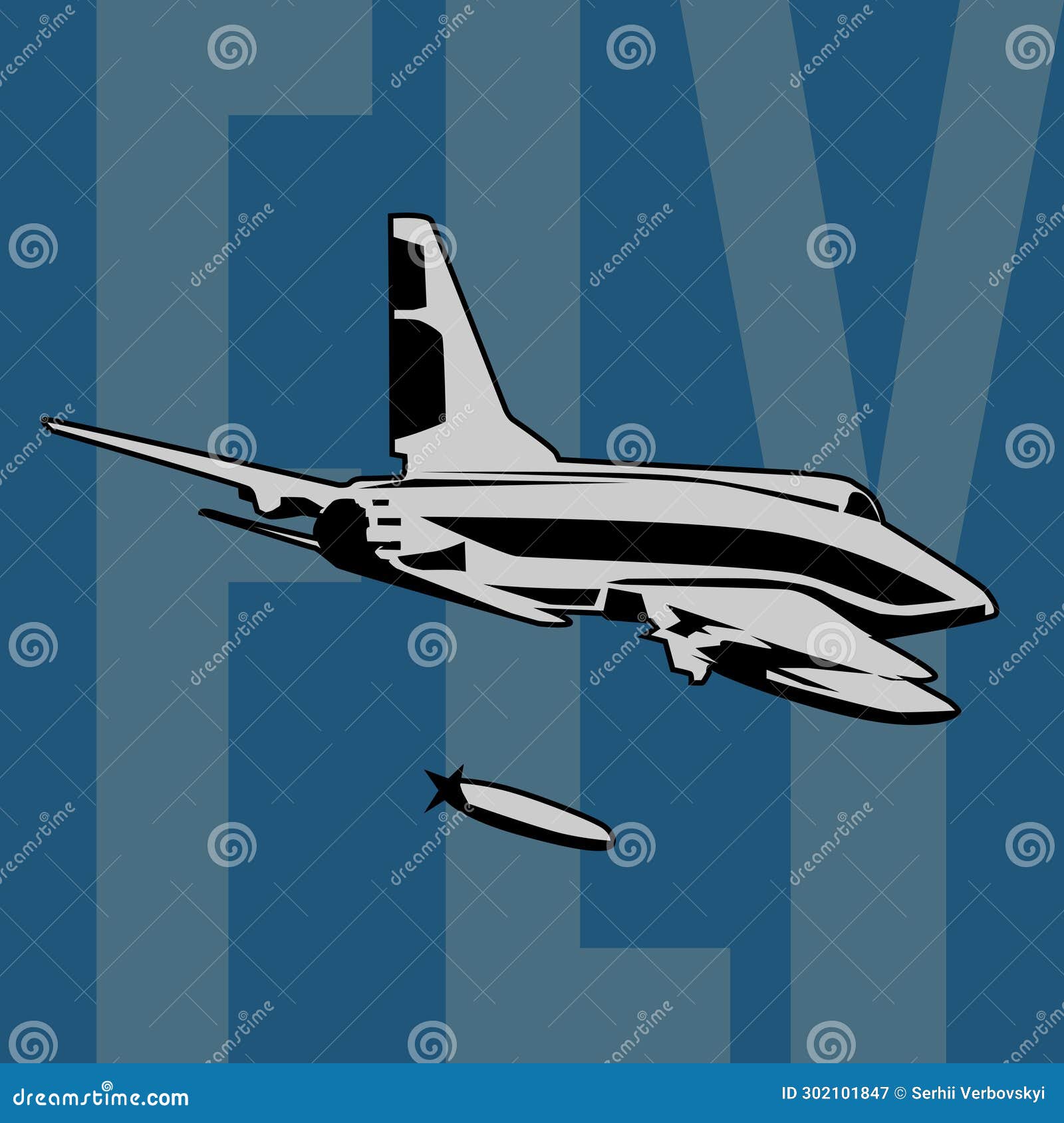 Fighter Jet Fighter Aircraft in Flight. Vector Illustration in Flat ...