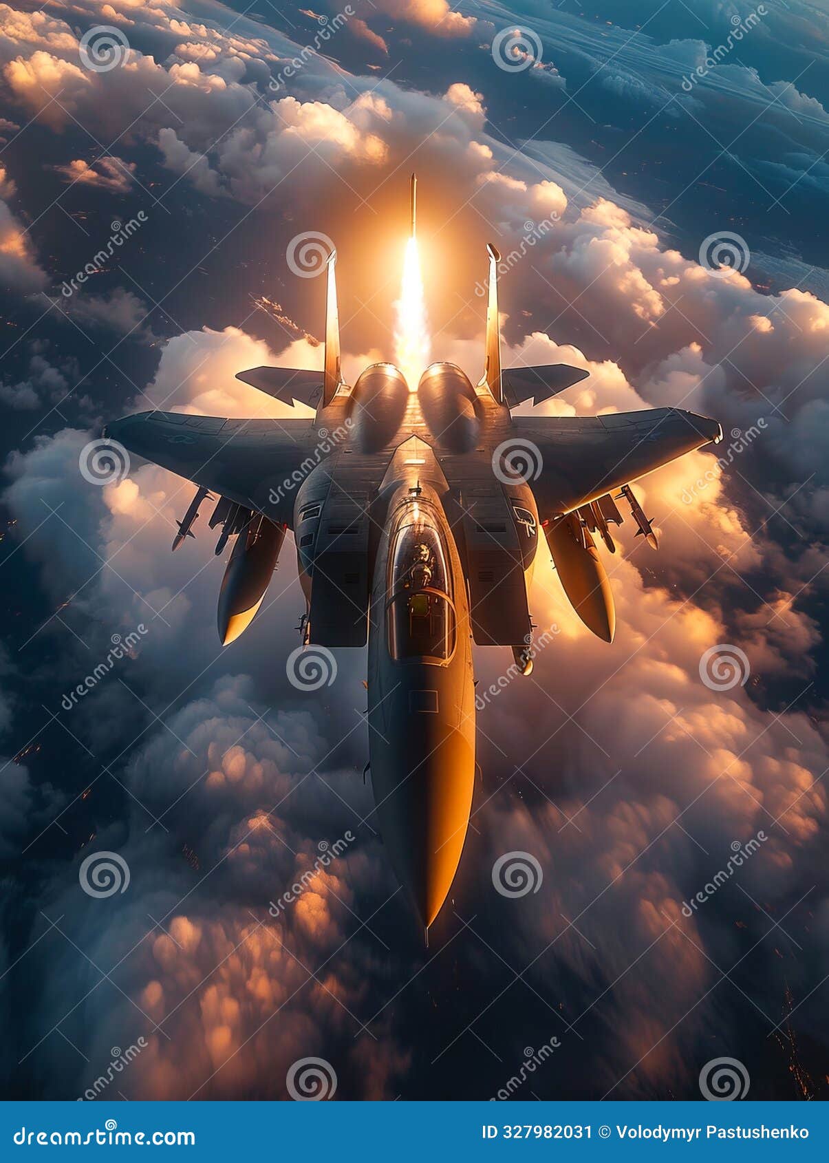 A Fighter Jet Flying through the Clouds Stock Image - Image of airplane ...