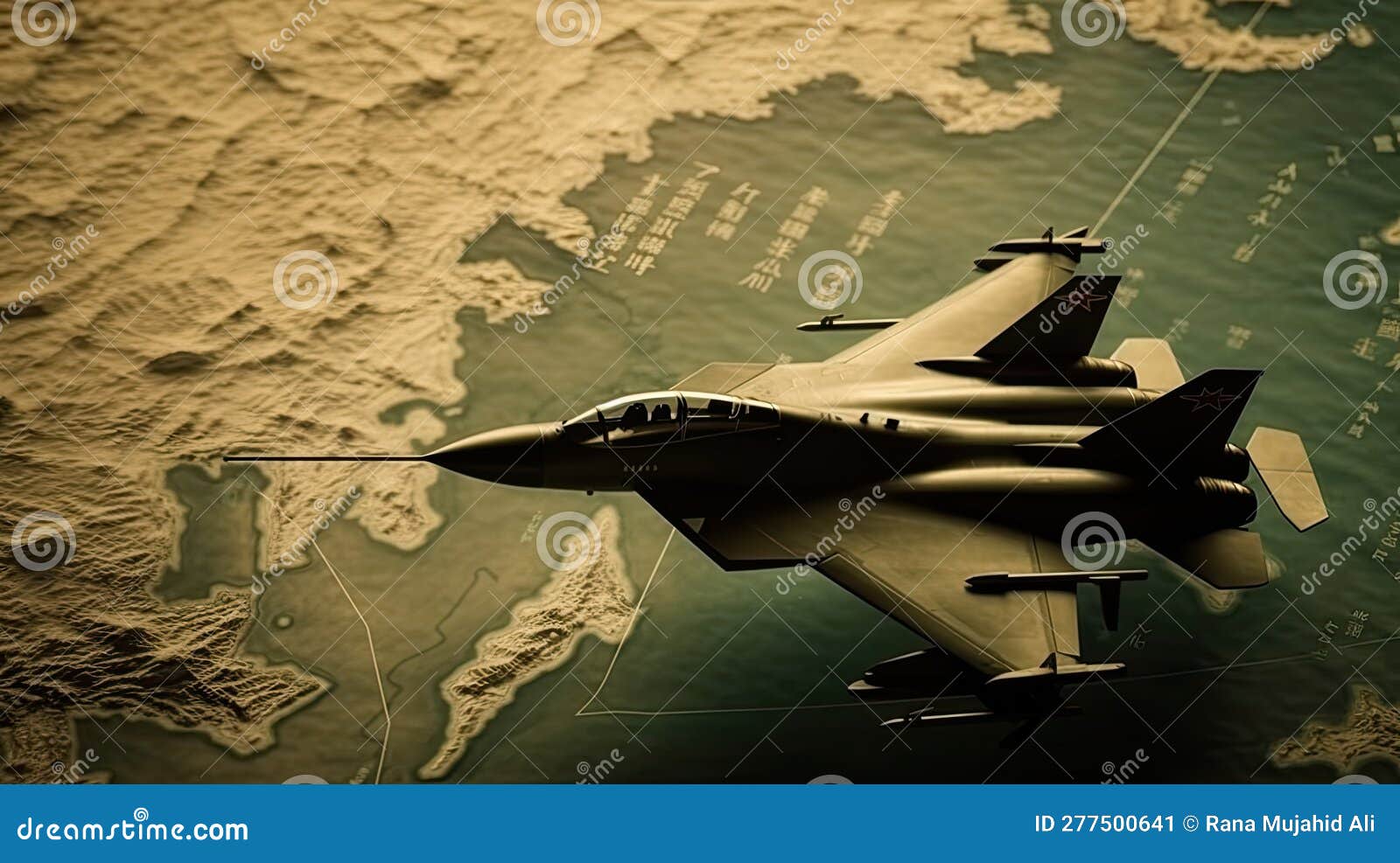 A Fighter Jet is Flying in the Sky on China Usa Map Stock Illustration ...