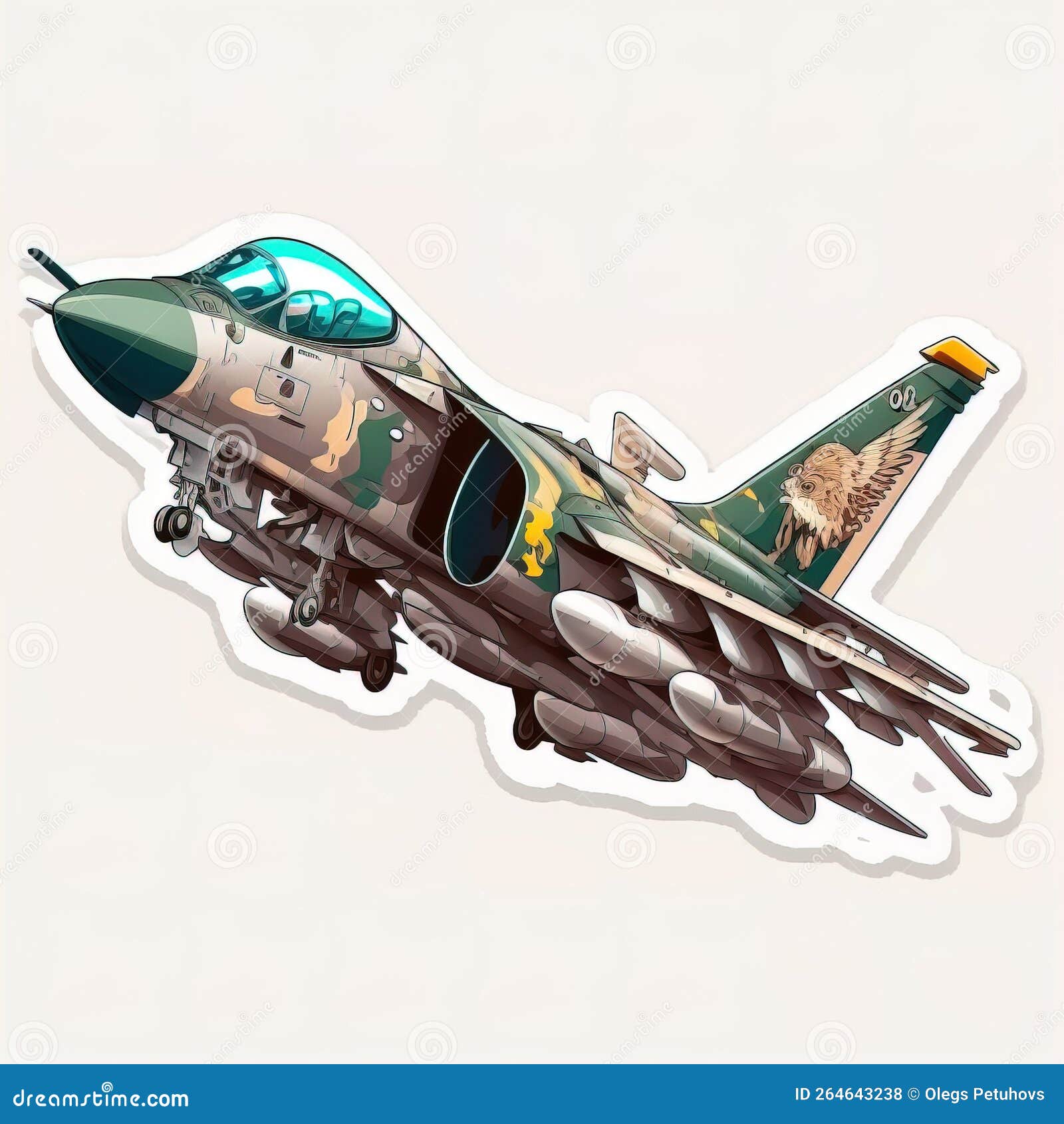 A Fighter Jet Flying through the Sky with a Lion on it S Side and a ...