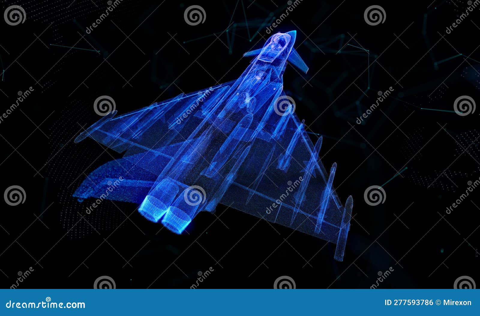 Fighter Jet. Glow Particles Airplane. Virtual Air Plane Stock ...