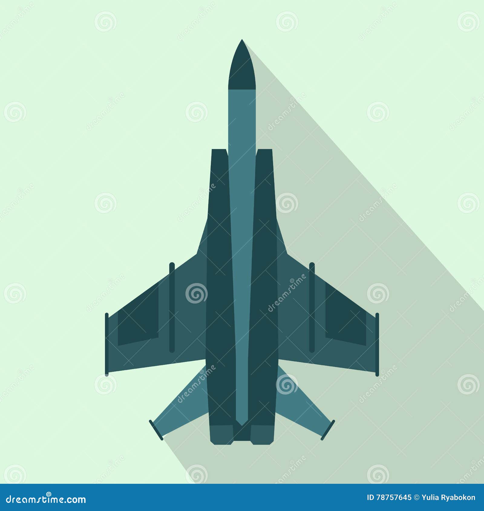 Fighter Jet Icon in Flat Style Stock Vector - Illustration of defense ...