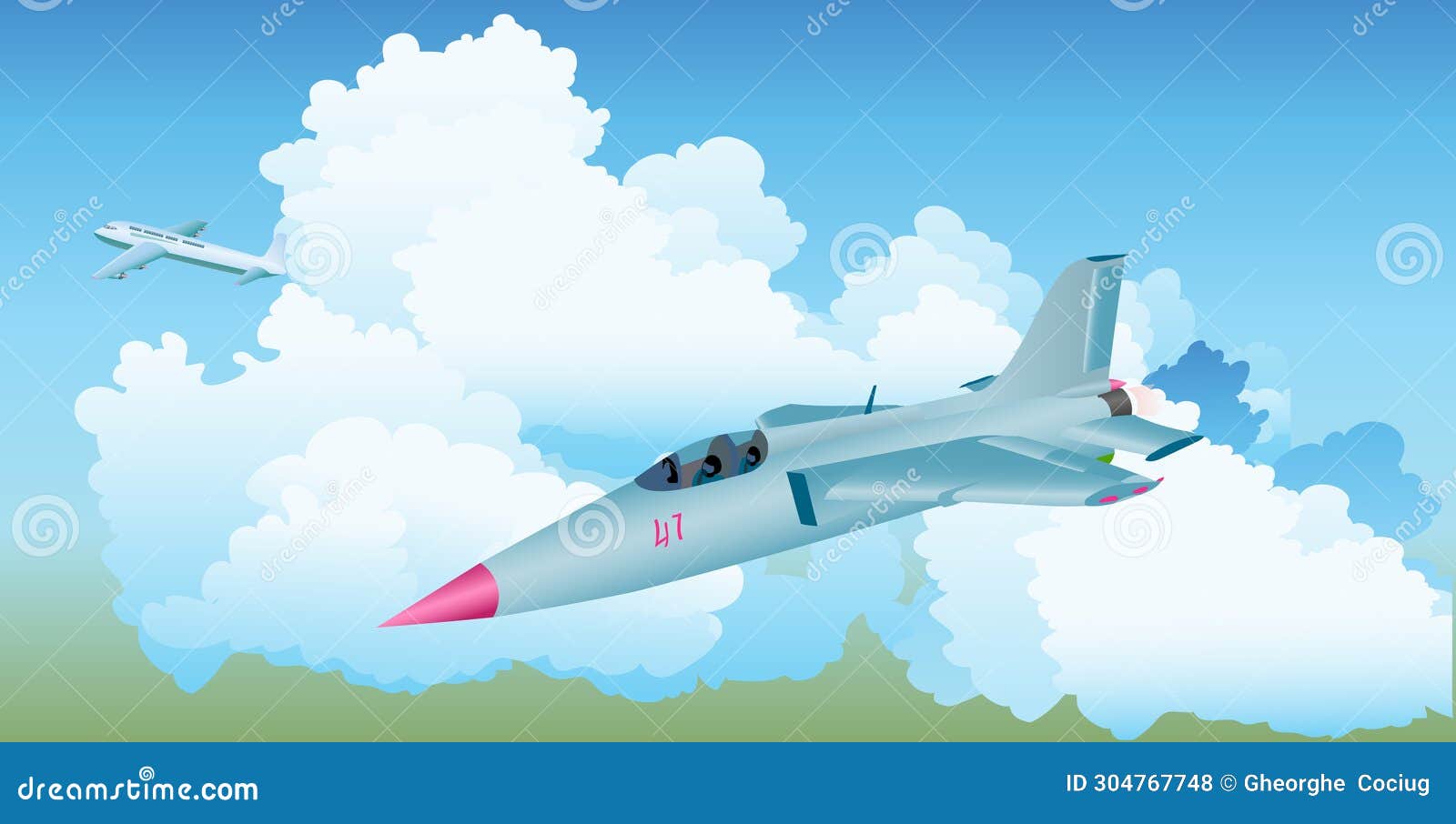 Fighter Jet Landscape in the Airport Area Stock Illustration ...