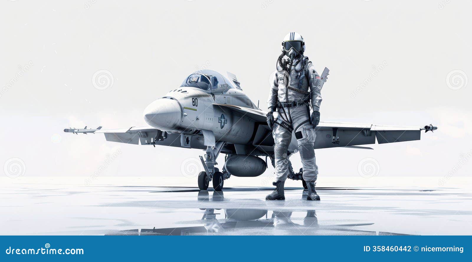 Fighter Jet and Pilot Ready for Takeoff. Created by Generative ...