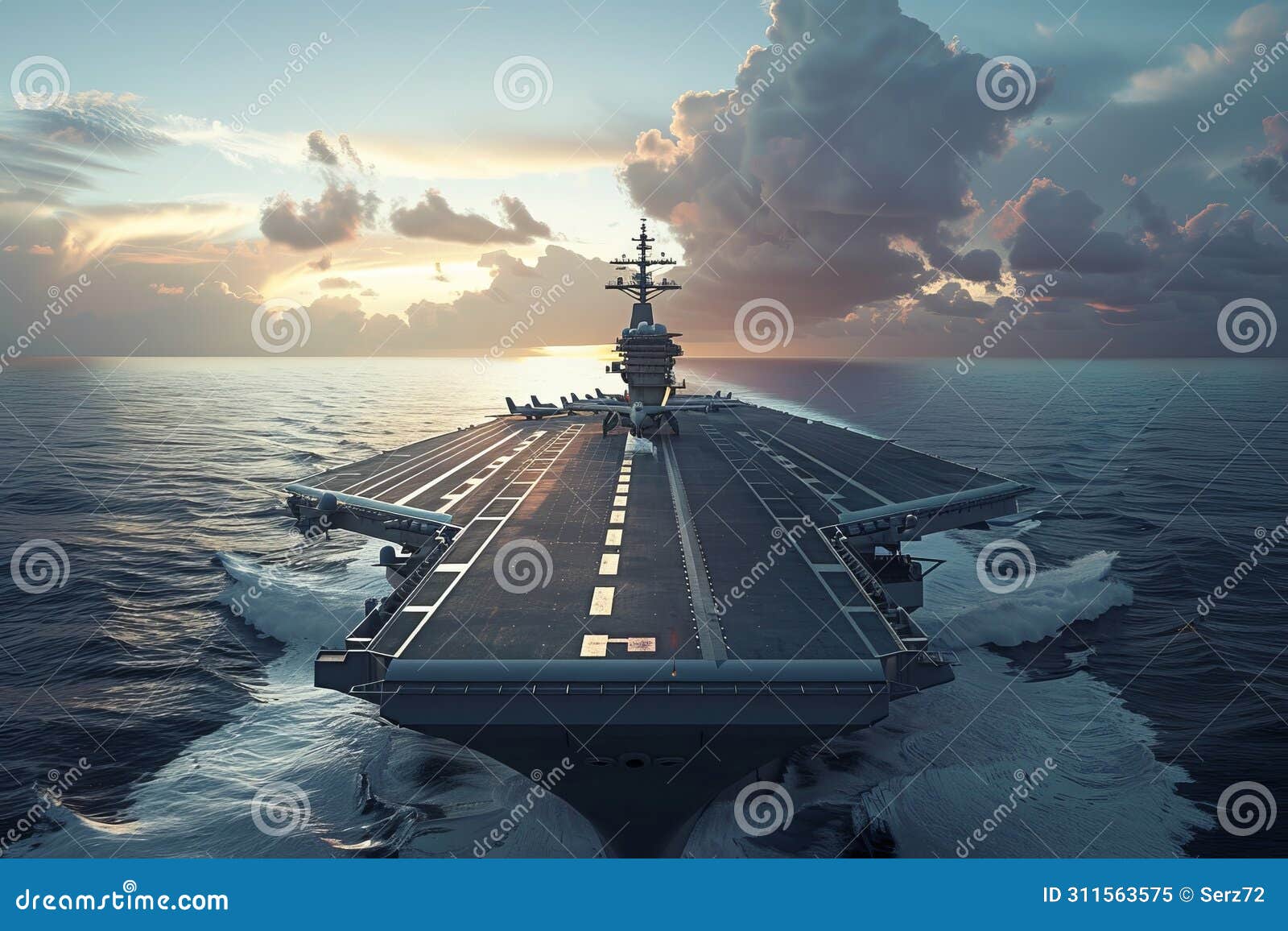 Fighter Jet on the Runway of an Aircraft Carrier in the Open Ocean ...