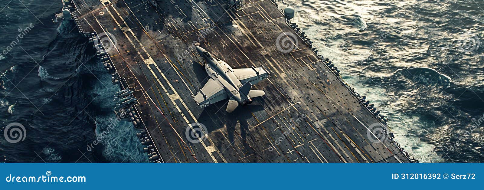 Fighter Jet on the Runway of an Aircraft Carrier in the Open Ocean ...