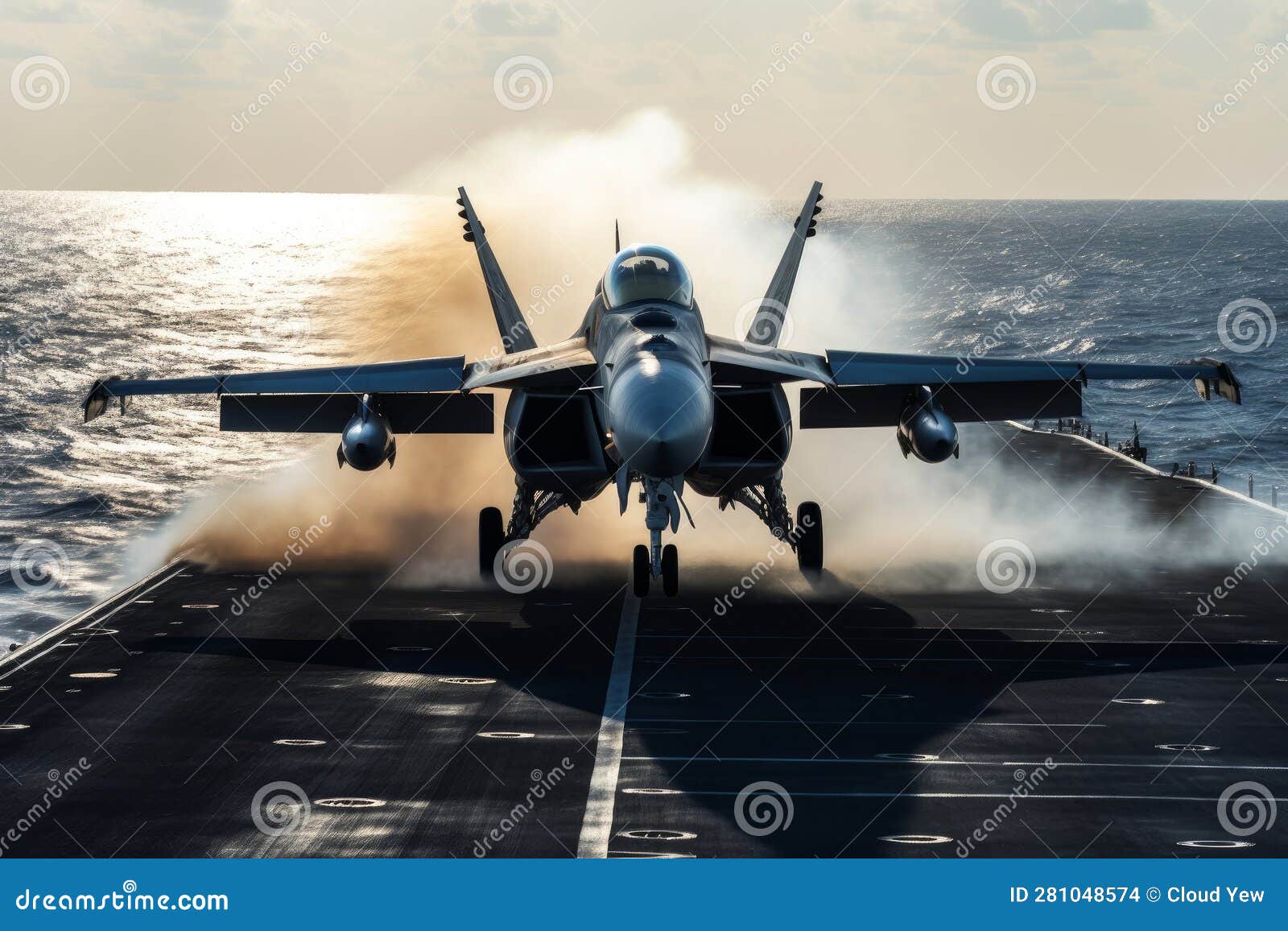 A Fighter Jet Taking Off from an Aircraft Carrier Stock Illustration ...