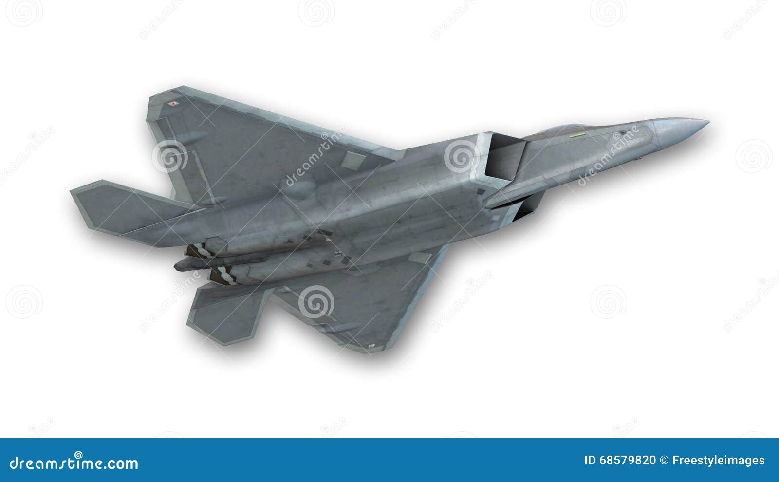 Fighter Jet Taking Off, Military Plane Isolated on White, Bottom View ...