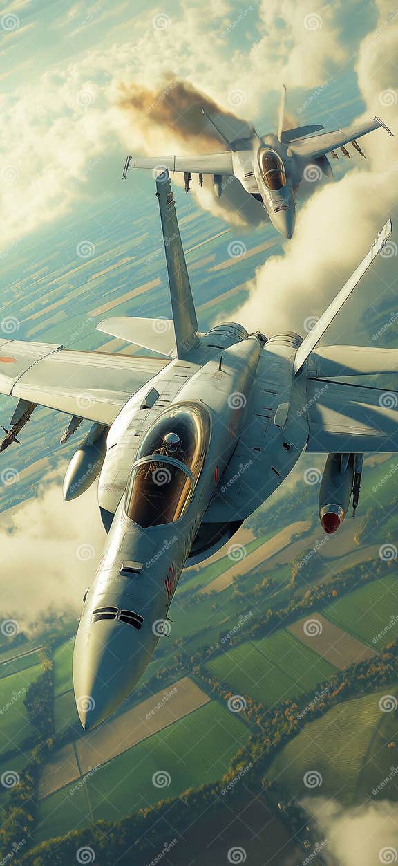 Fighter Jet. Two Planes Fighting in the Air Stock Illustration ...