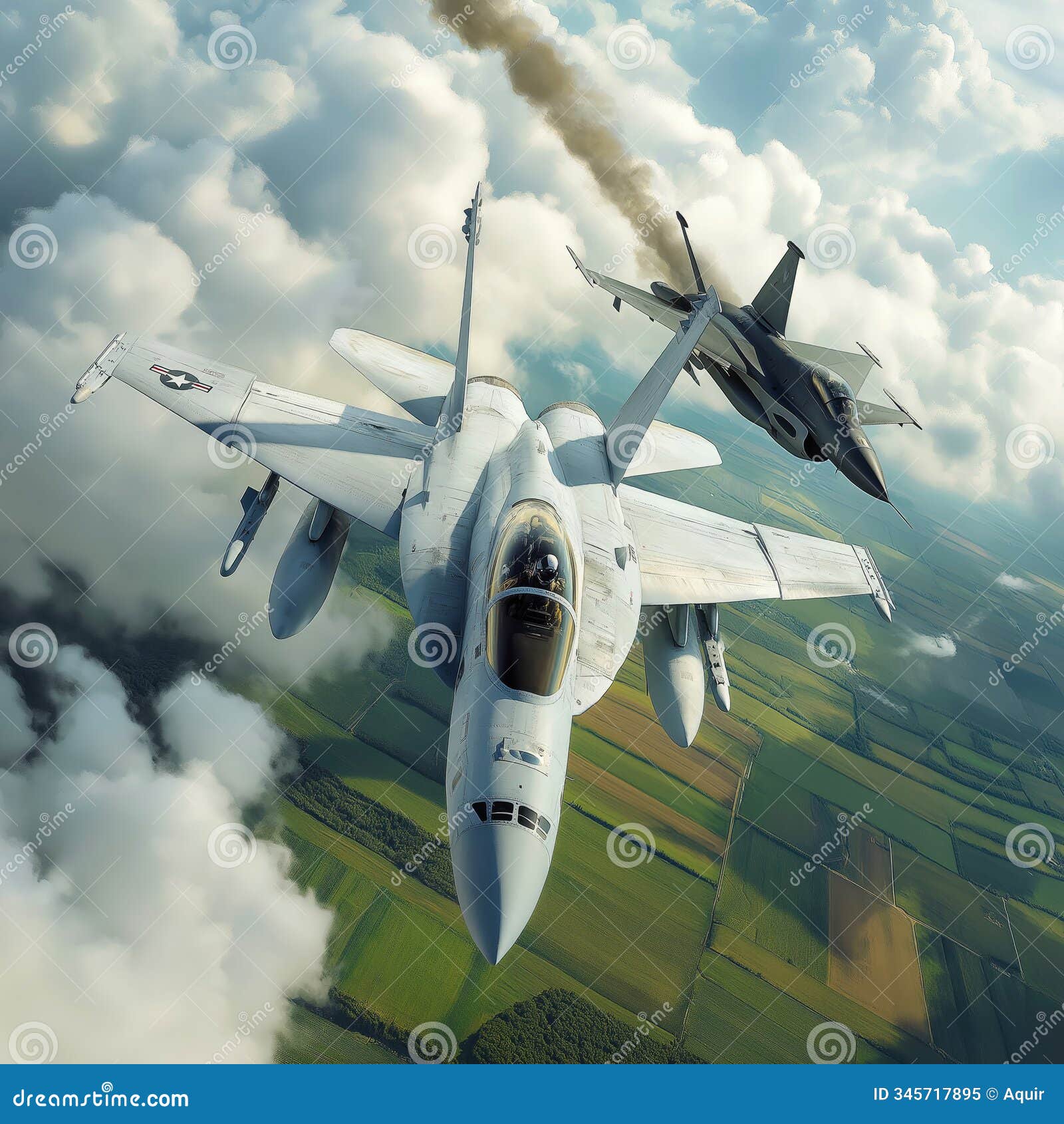 Fighter Jet. Two Planes Fighting in the Air Stock Illustration ...