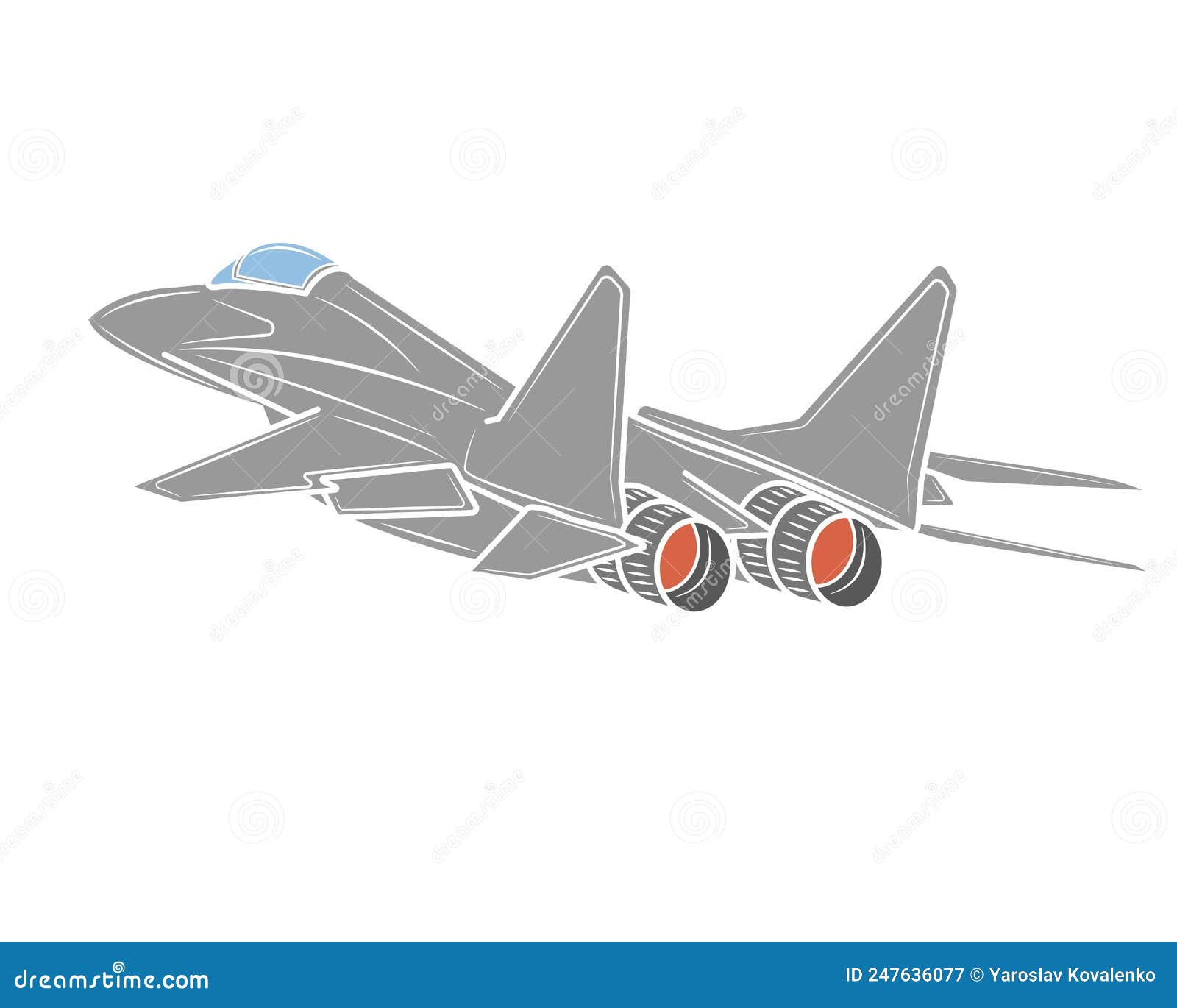 Fighter Jet Vector Illustration Isolated on White Background. Vector ...
