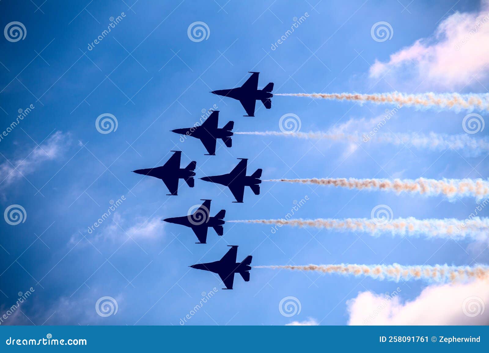 Fighter Jets in Formation Flying Past Clouds Stock Image - Image of ...
