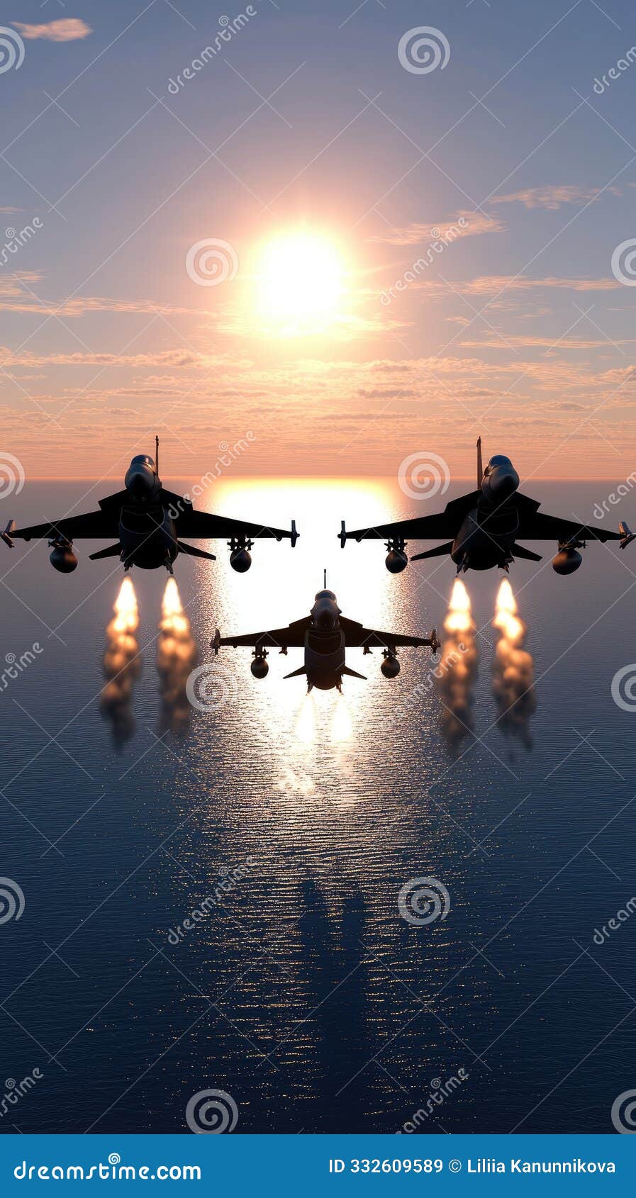 Fighter Jets Perform a Dynamic Display Over the Ocean, Launching ...