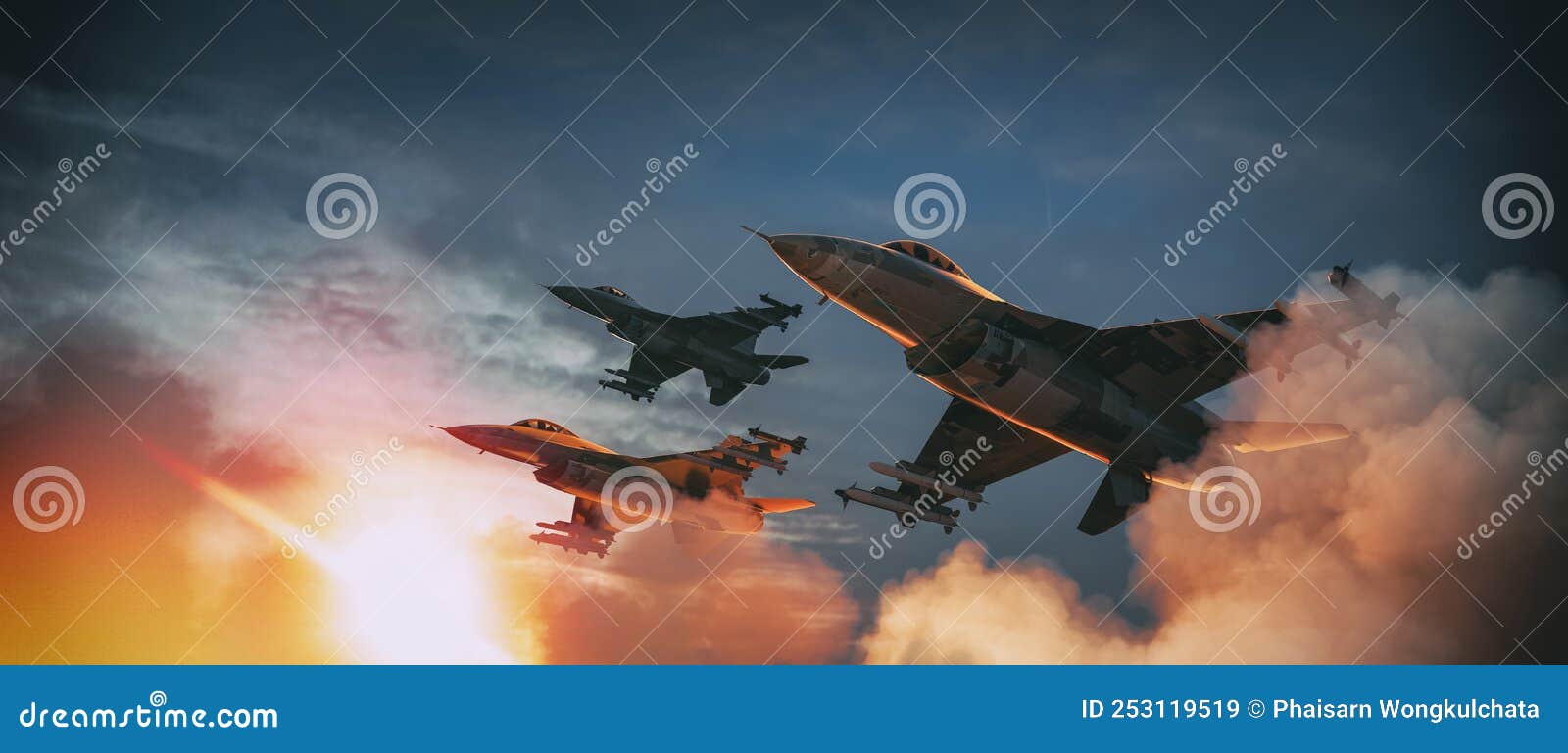 The Fighter Jets are Taking Off for an Attack Stock Illustration ...