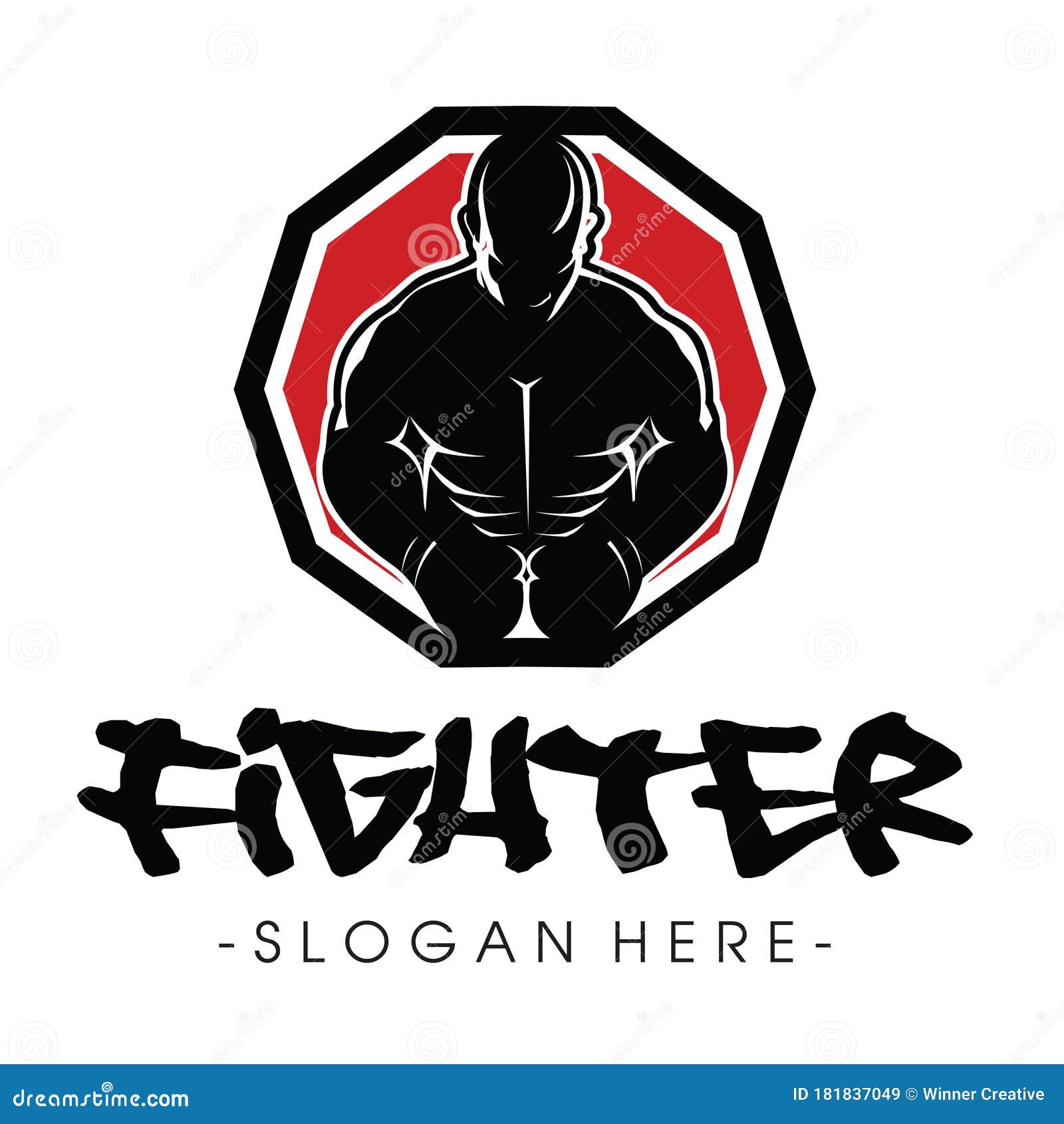 Fighter Logo Vector stock vector. Illustration of athletic - 181837049