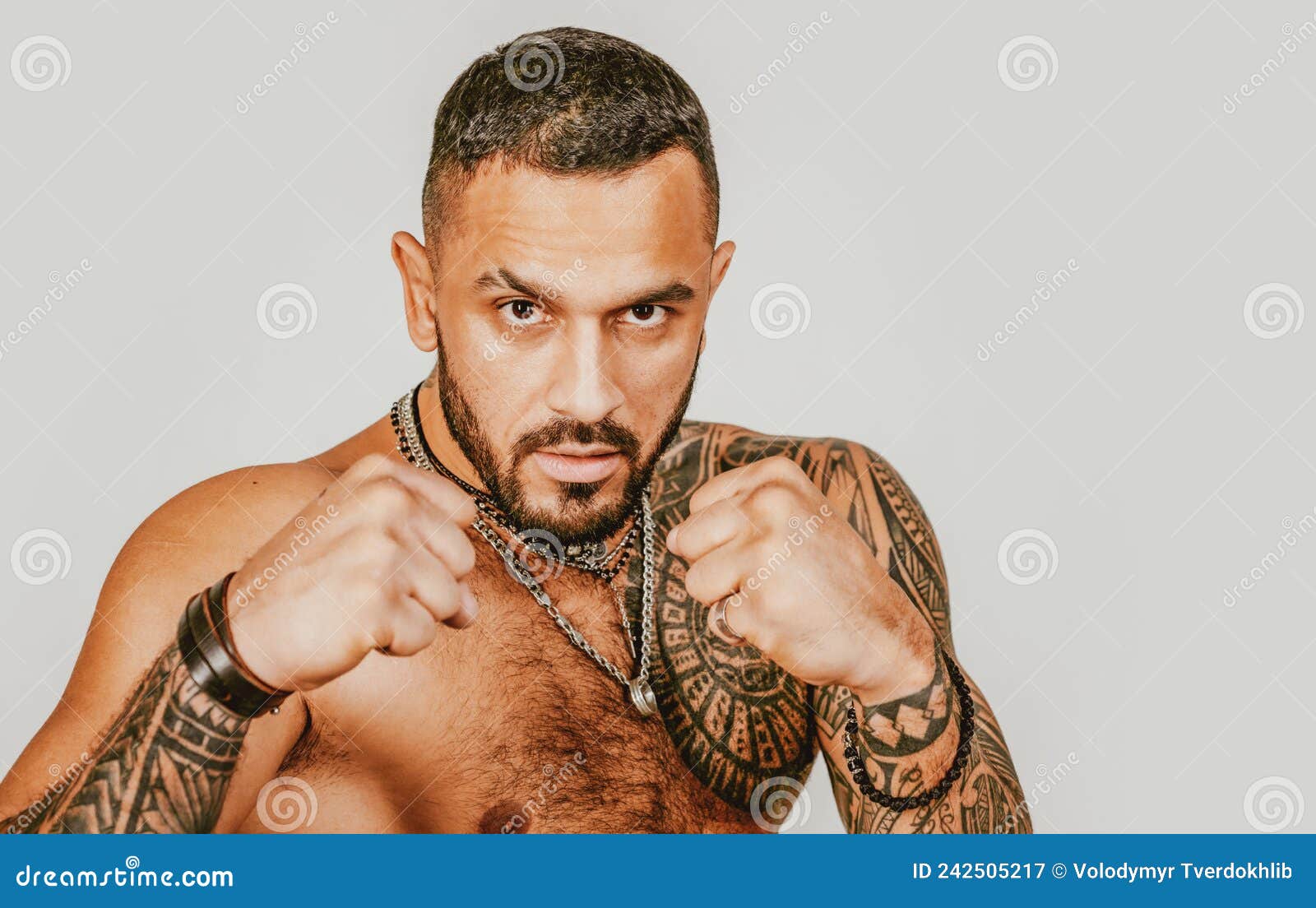 Fighter Man, Warrior. Man with Fight Gesture. Stock Image - Image of ...
