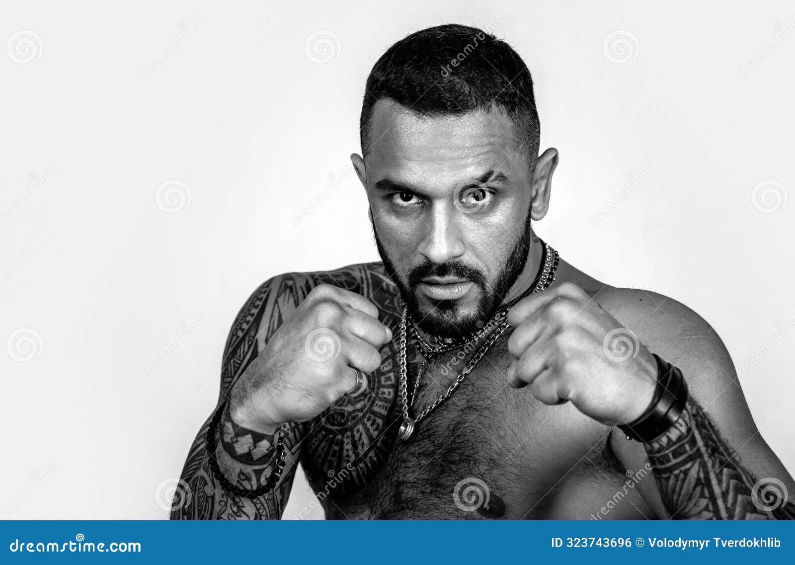 Fighter Man, Warrior. Man with Fight Gesture. Stock Photo - Image of erotic, handsome: 323743696