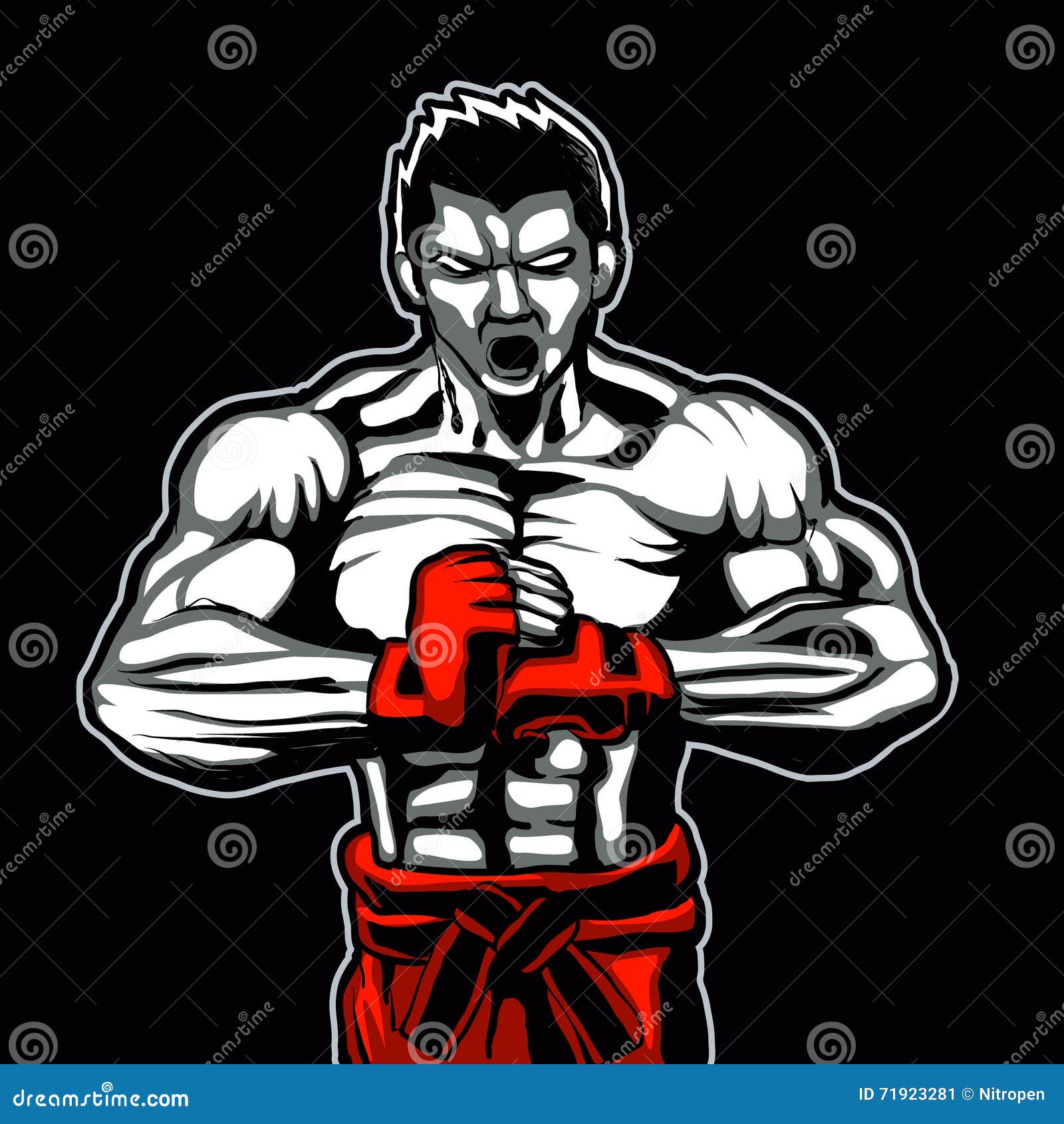 Fighter Mascot Fighter Pose Ready To Fighting Stock Vector ...