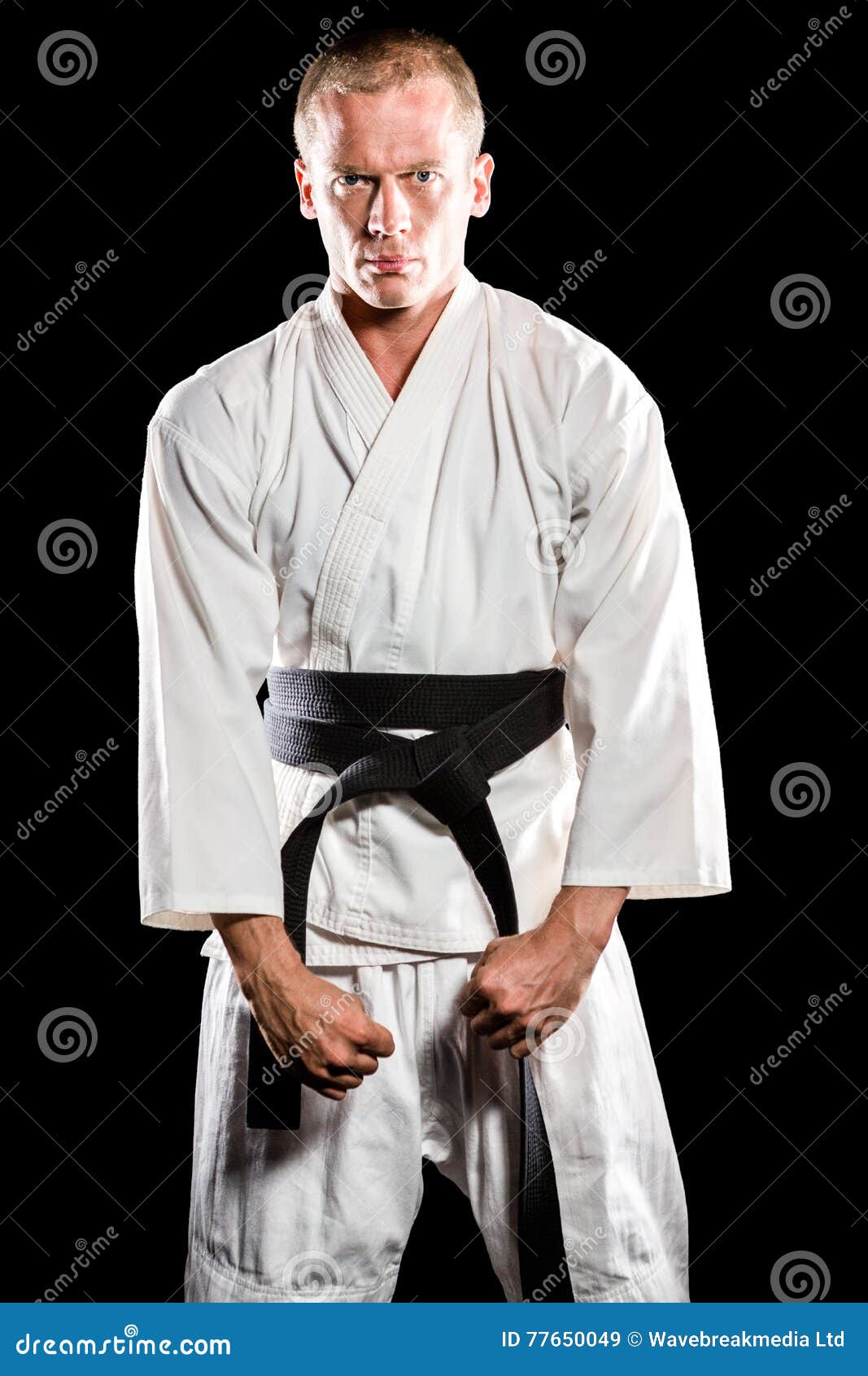Fighter Performing Karate Stance Stock Image - Image of adult, karategi ...