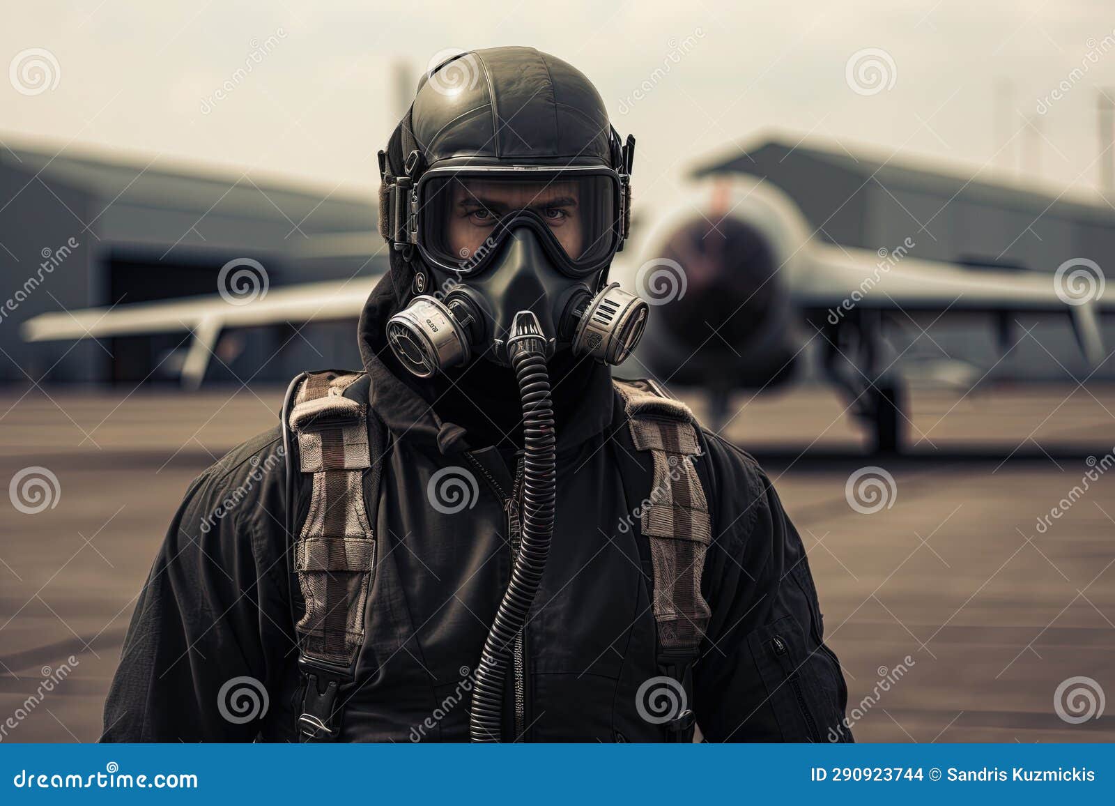 Fighter Pilot at Airfield Wearing Mask and Helmet. Generative AI Stock ...