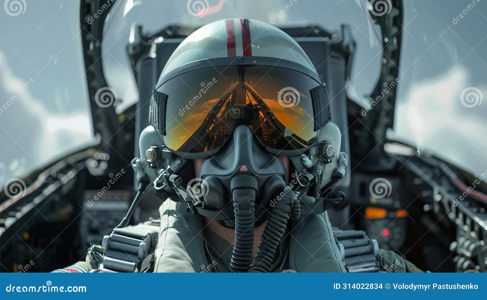 A Fighter Pilot in a Cockpit with Goggles Generative AI Stock Photo ...