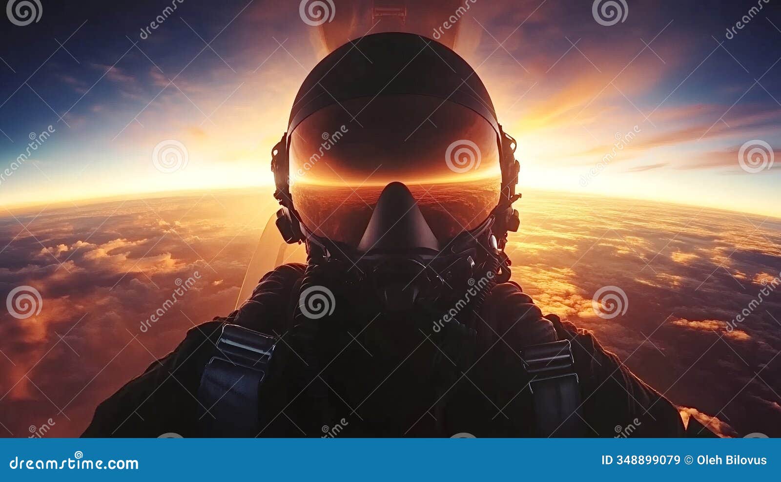 Fighter Pilot Flying Above the Clouds during Sunset Stock Image - Image ...