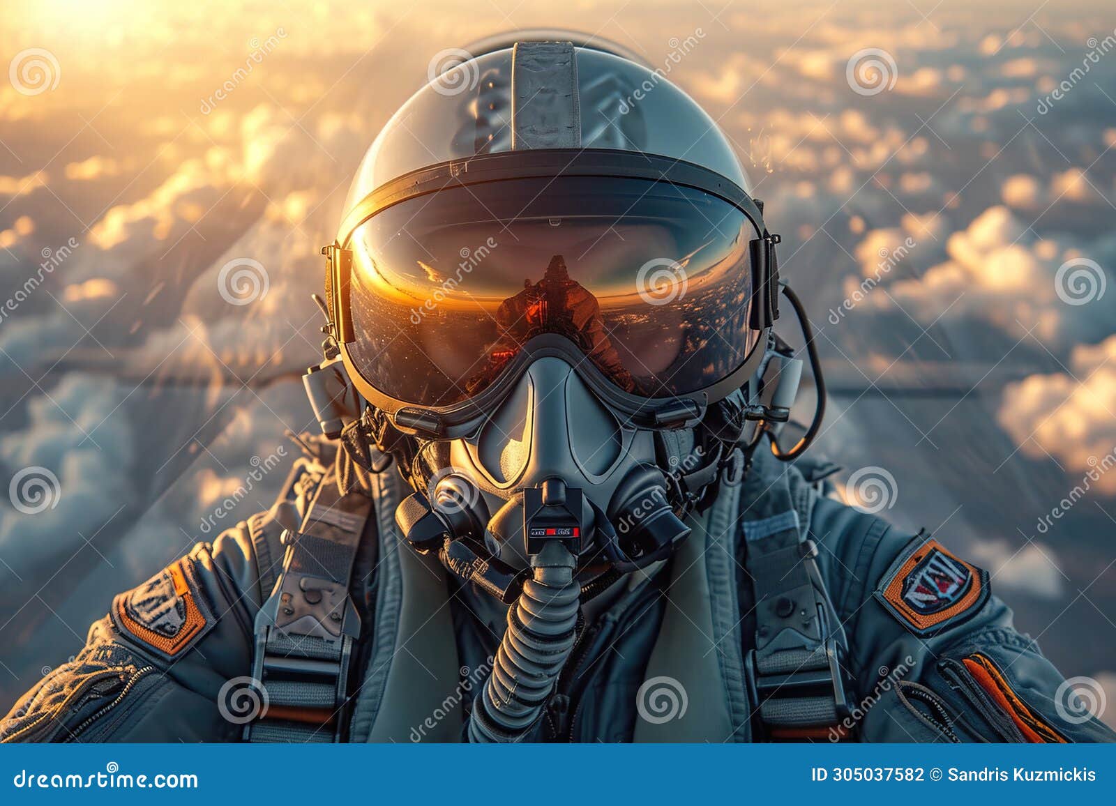 Fighter Pilot from the Front in Flight. Generative AI Stock ...