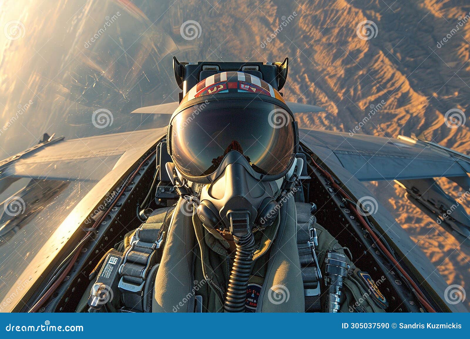 Fighter Pilot from the Front in Flight. Generative AI Stock ...