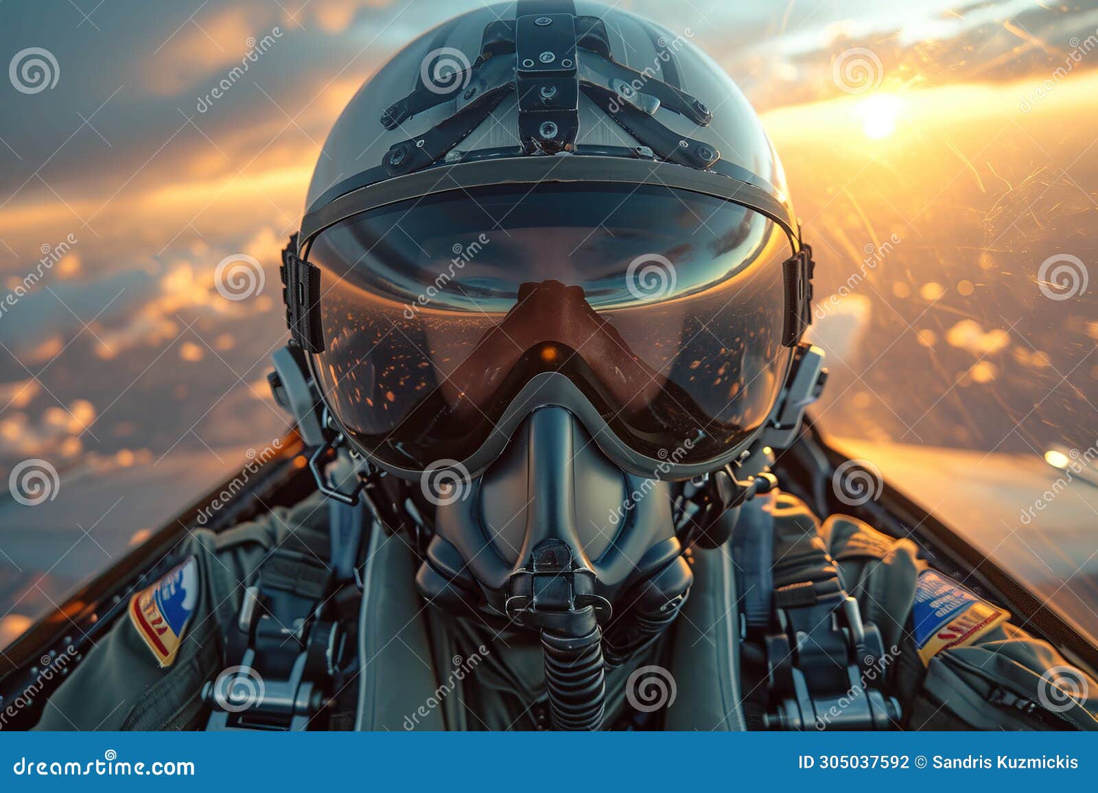Fighter Pilot from the Front in Flight. Generative AI Stock ...