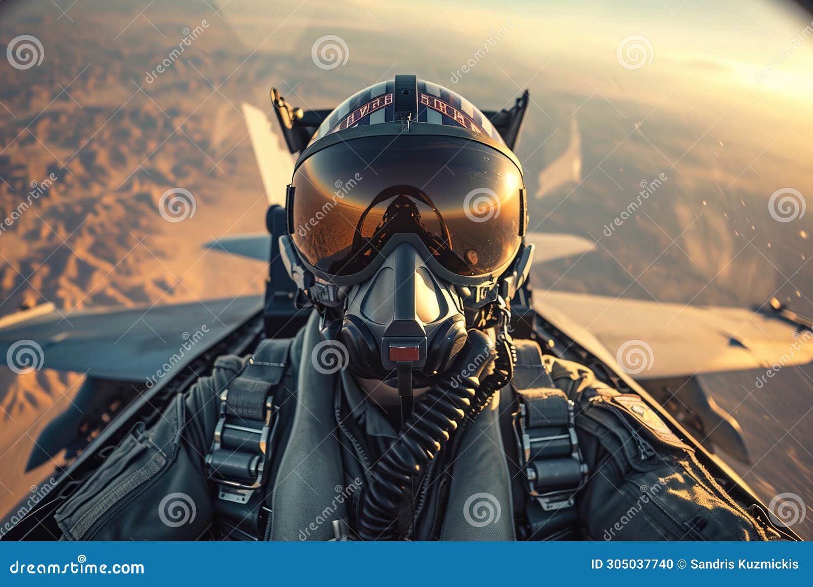 Fighter Pilot from the Front in Flight. Generative AI Stock ...