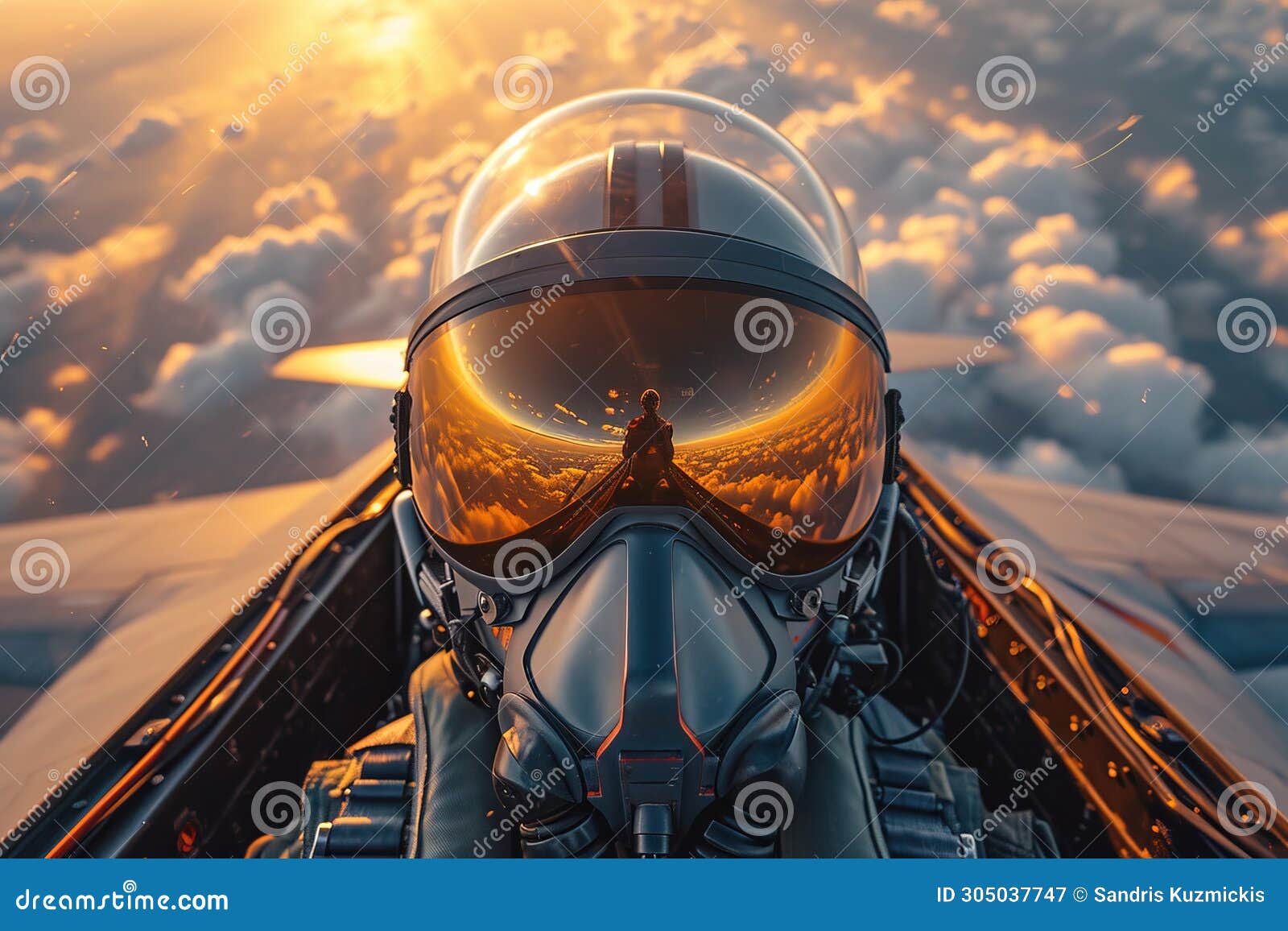 Fighter Pilot from the Front in Flight. Generative AI Stock ...