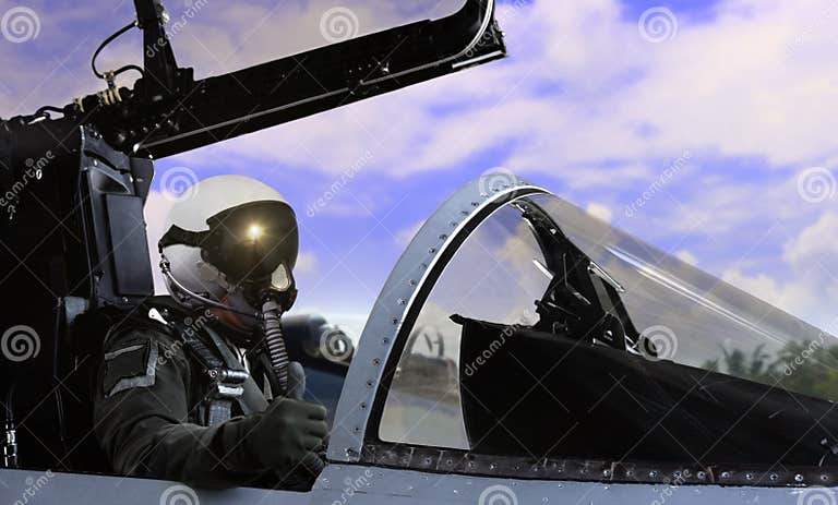 Fighter Pilot Getting Ready To Take Off Stock Photo - Image of ...
