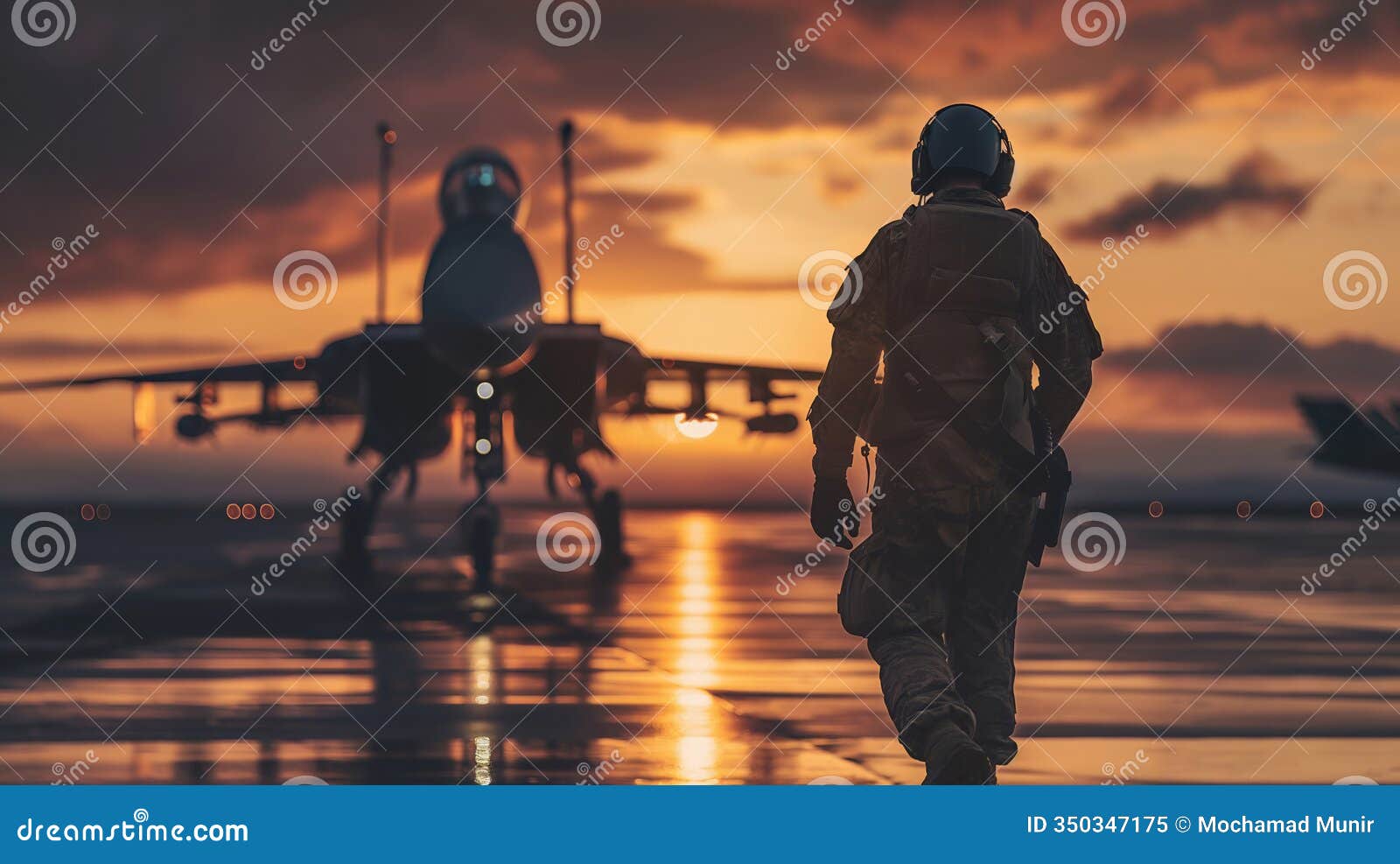 A Fighter Pilot is Heading To the Plane To Prepare for Flight and ...