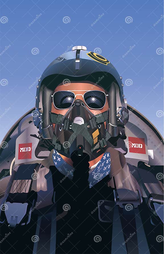 Fighter Pilot Illustration stock vector. Illustration of fast - 52183976