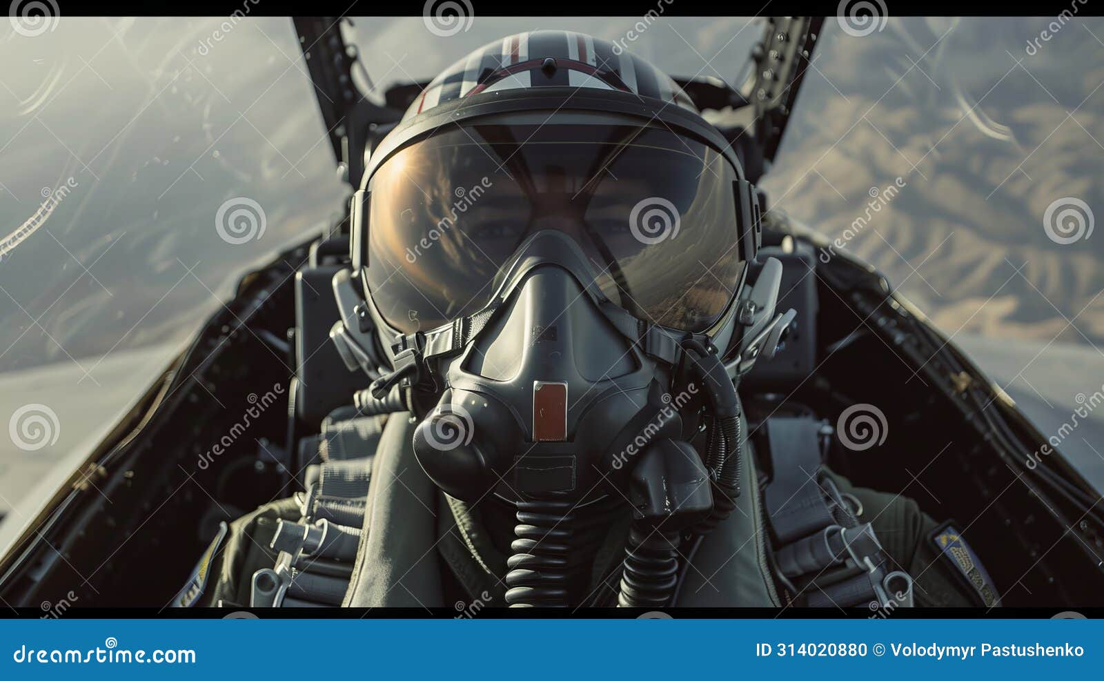 A Fighter Pilot in a Jet with a Helmet on Generative AI Stock ...