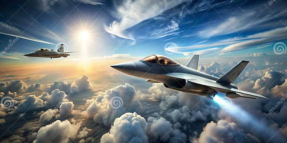 Fighter Plane Chasing an Unidentified Flying Object in the Sky at ...