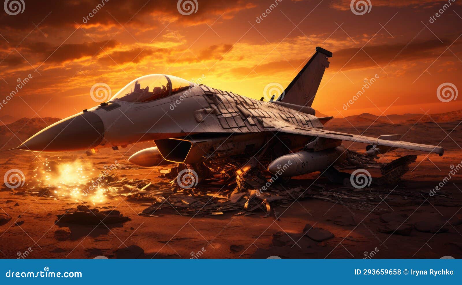Fighter Plane Crash Over Sea Stock Photo - Image of explosion, military ...