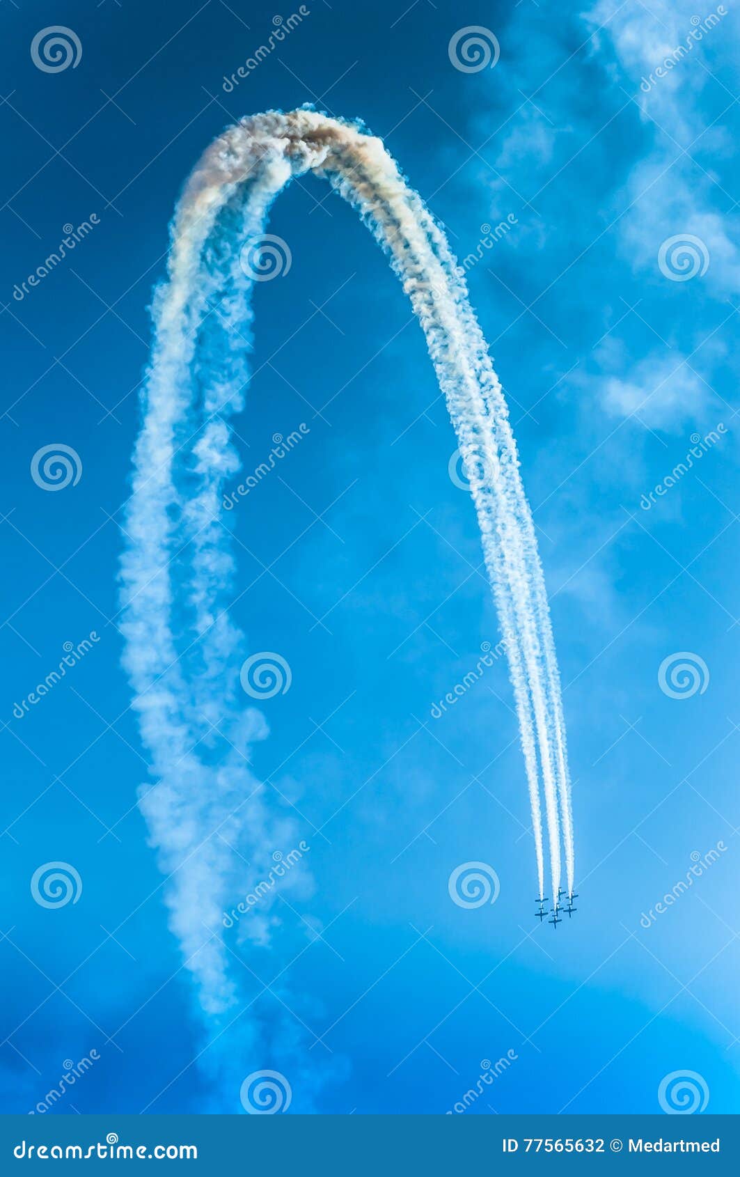Fighter Plane Looping in Turbo Fly on the Sky Stock Photo - Image of ...