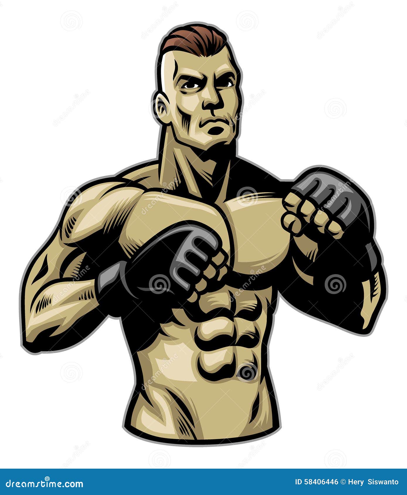 Fighter pose stock vector. Illustration of muscle, awesome - 58406446