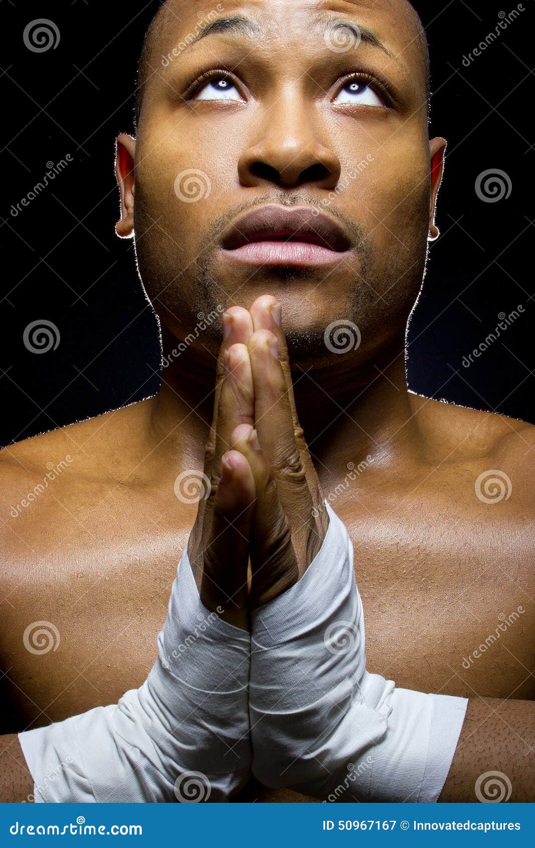 Fighter Praying to Win stock image. Image of person, fitness - 50967167