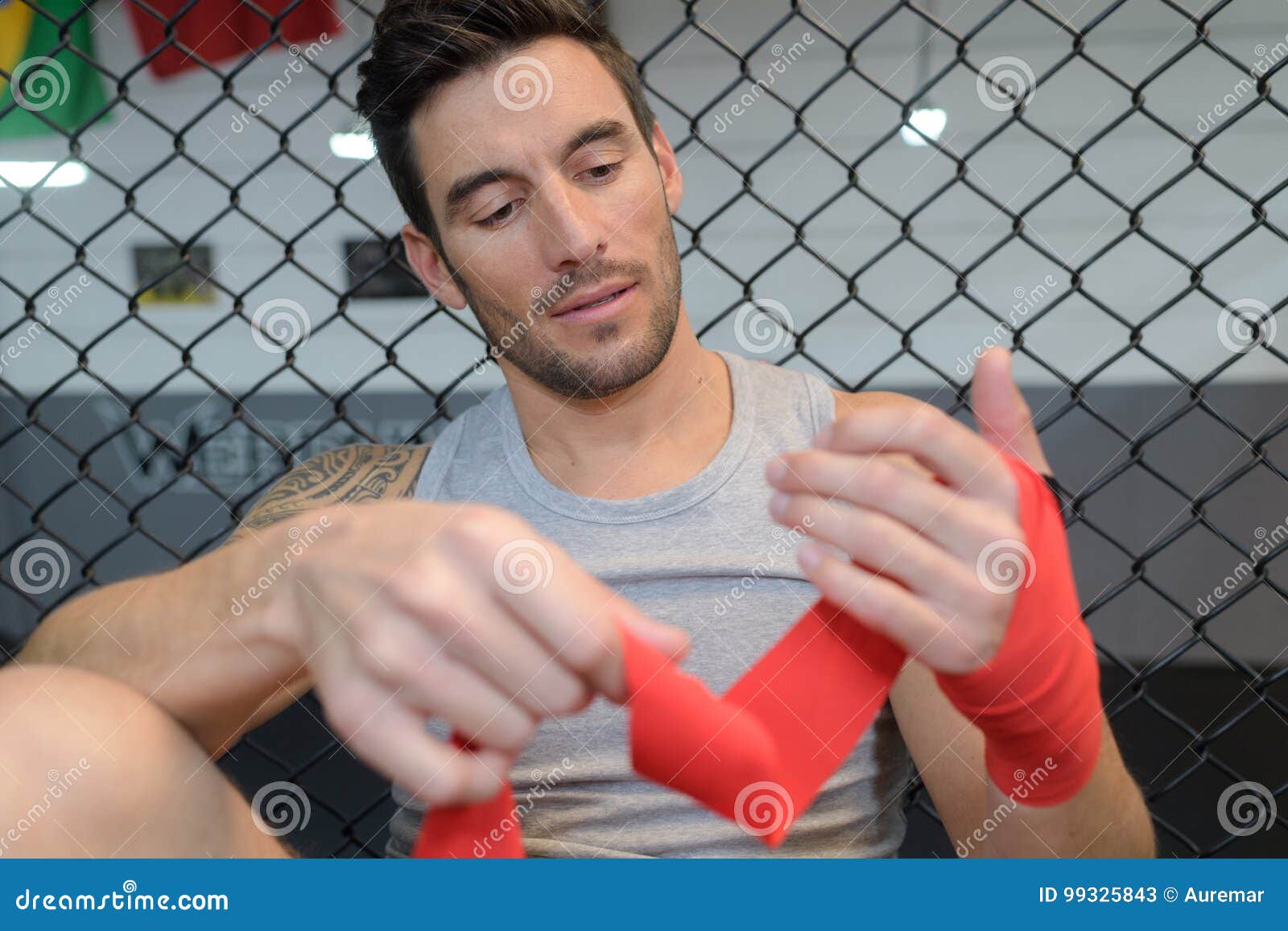 Fighter Put Bandages on Hands Stock Image - Image of close, boxing ...