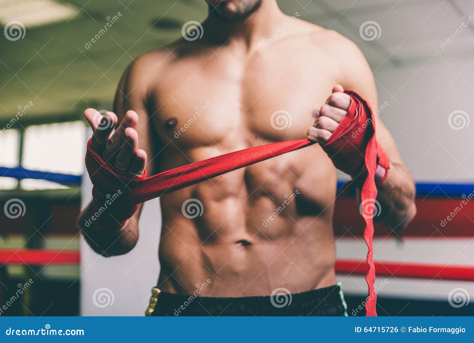 Fighter Put Bandages on His Hands Stock Photo - Image of adult ...