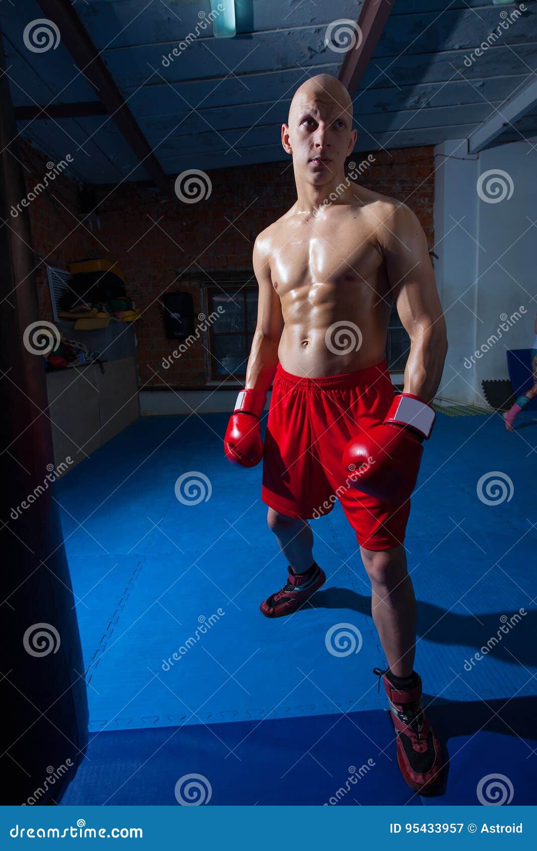 Fighter in red shorts stock image. Image of cruel, fight - 95433957